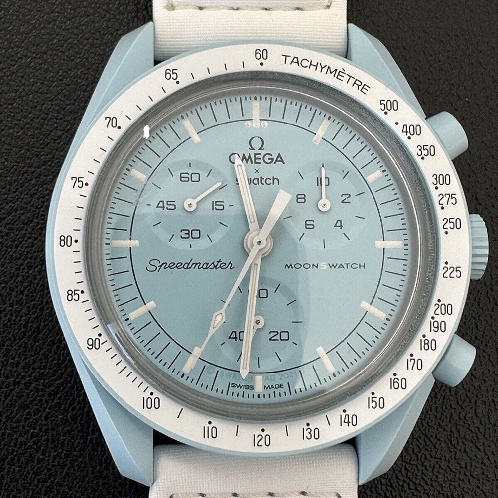 Omega X Swatch Speedmaster Moonswatch Patel Airy Blue… - Gem